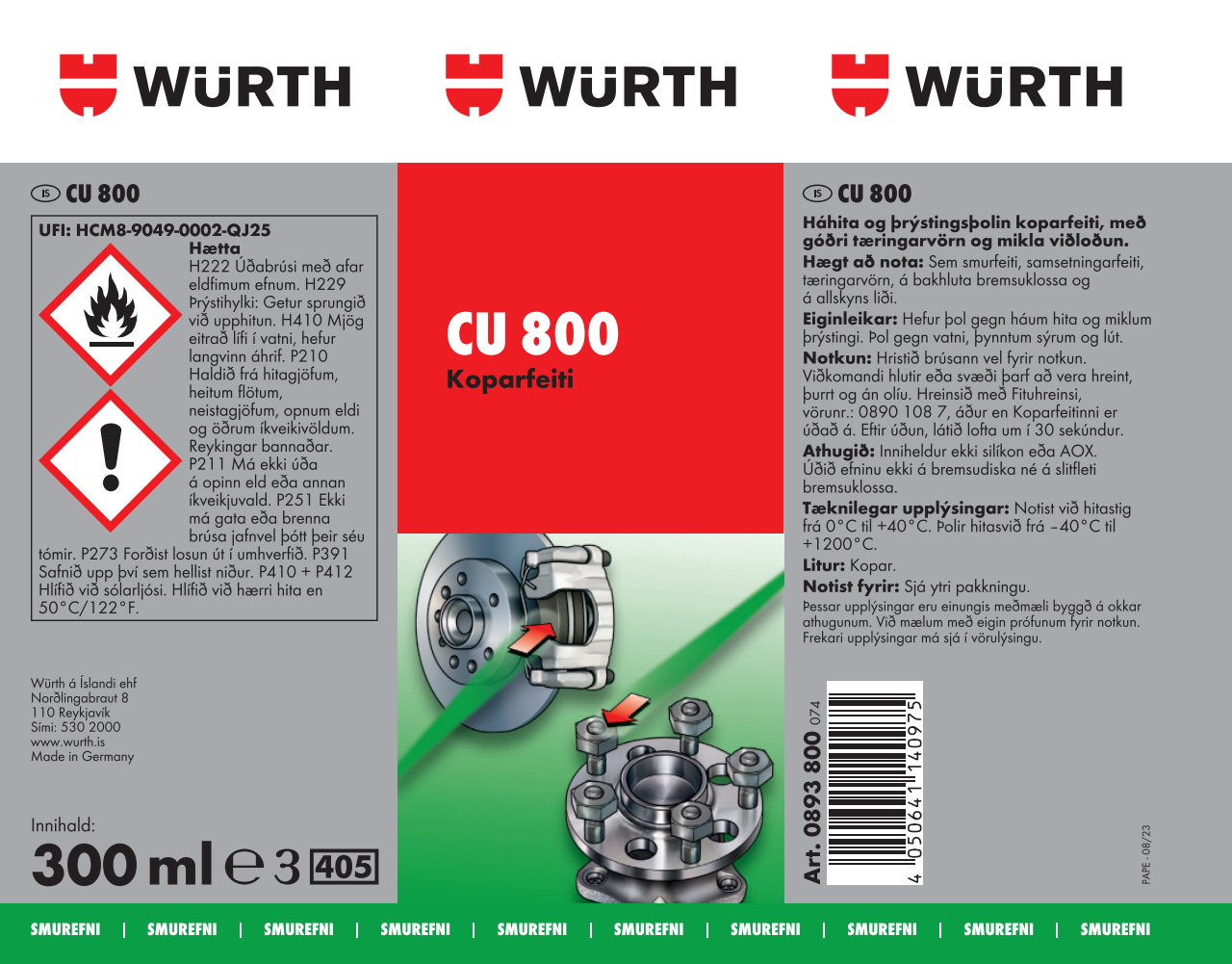 Koparfeiti CU-800 úðabrúsi 300ml | Würth á Íslandi